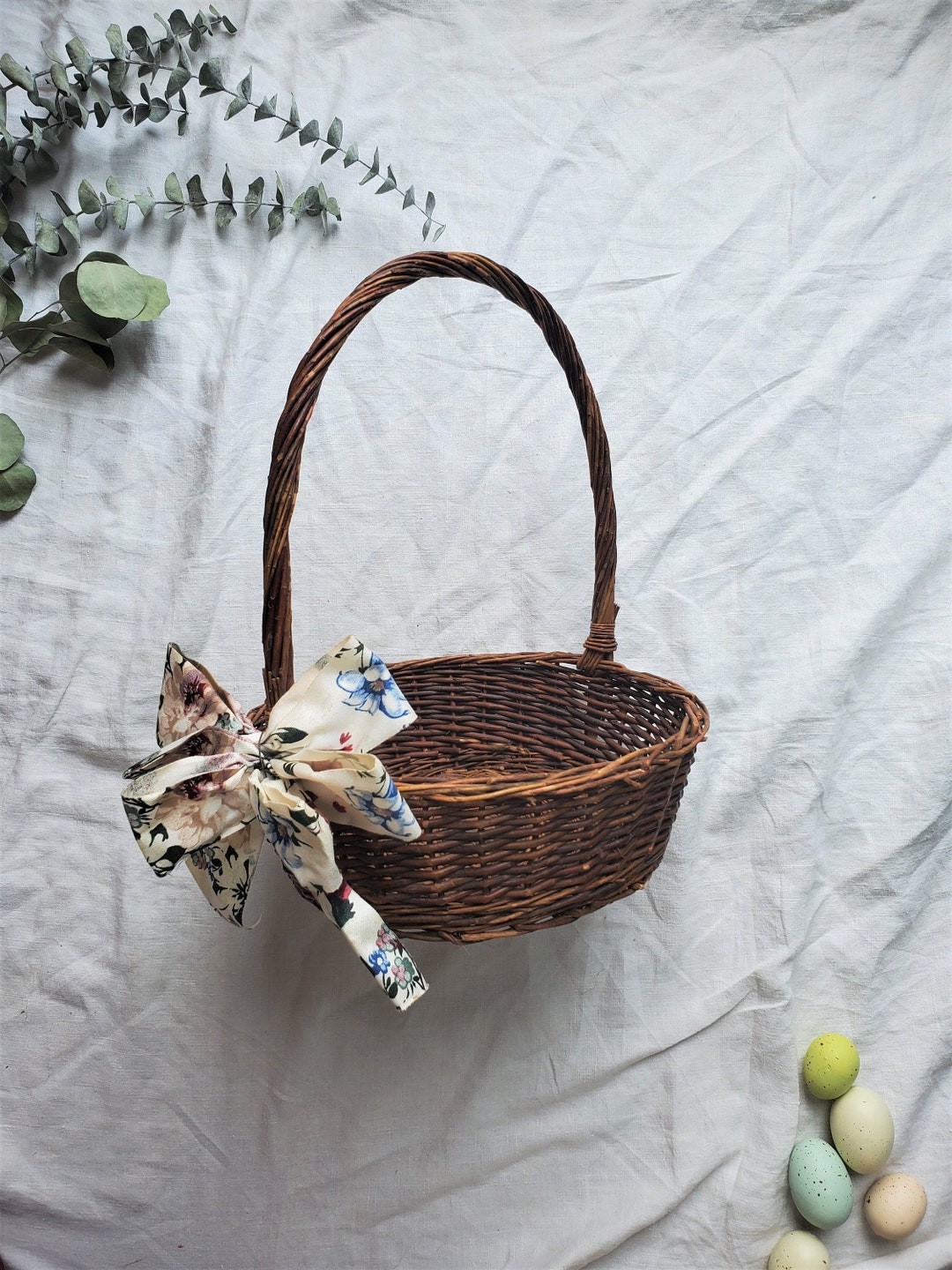 Vintage Wicker Woven Easter Basket, Children's Easter Basket, Country ...