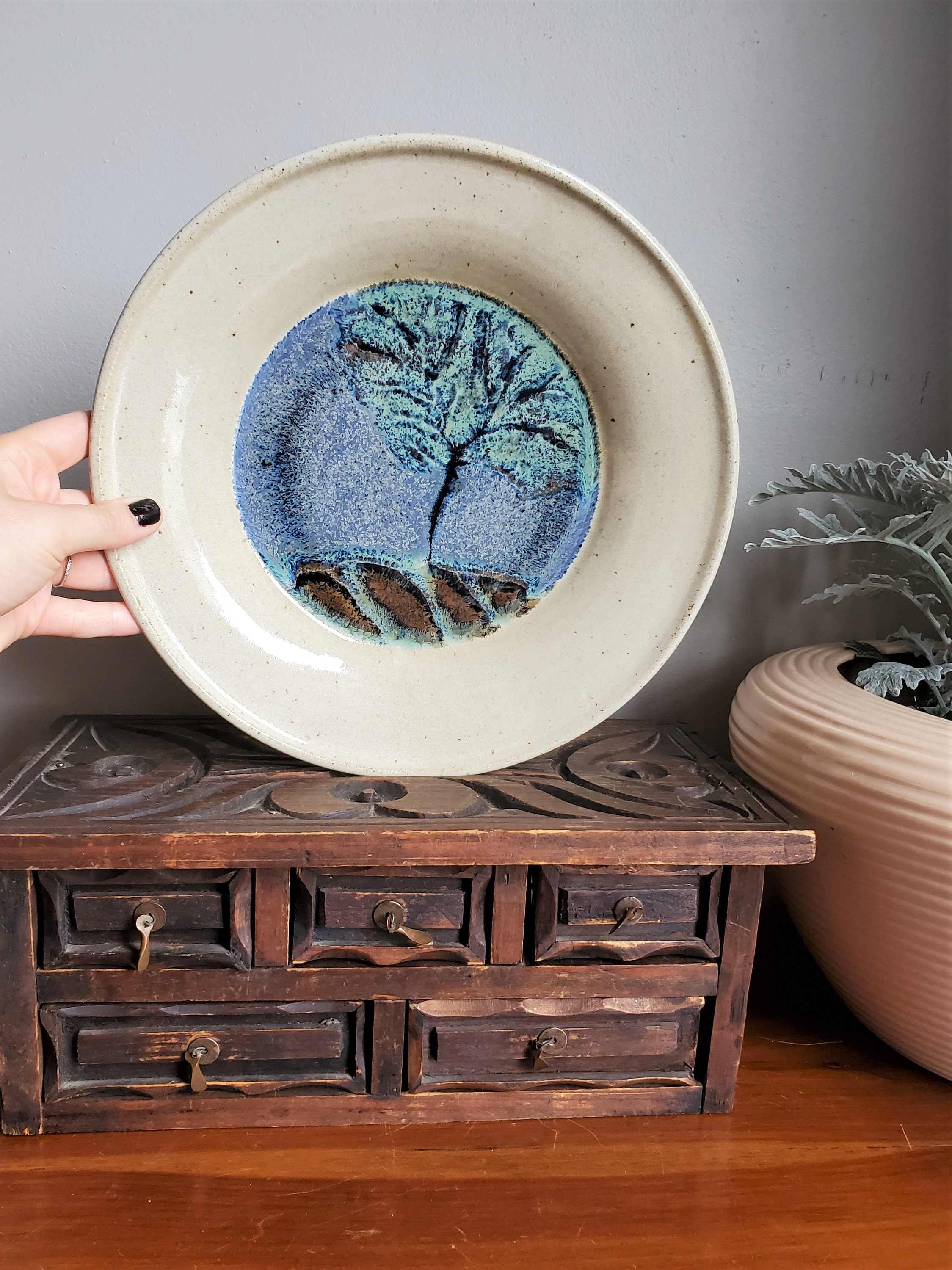 Vintage Studio Pottery Plate Tree Pottery Art Handmade | Etsy