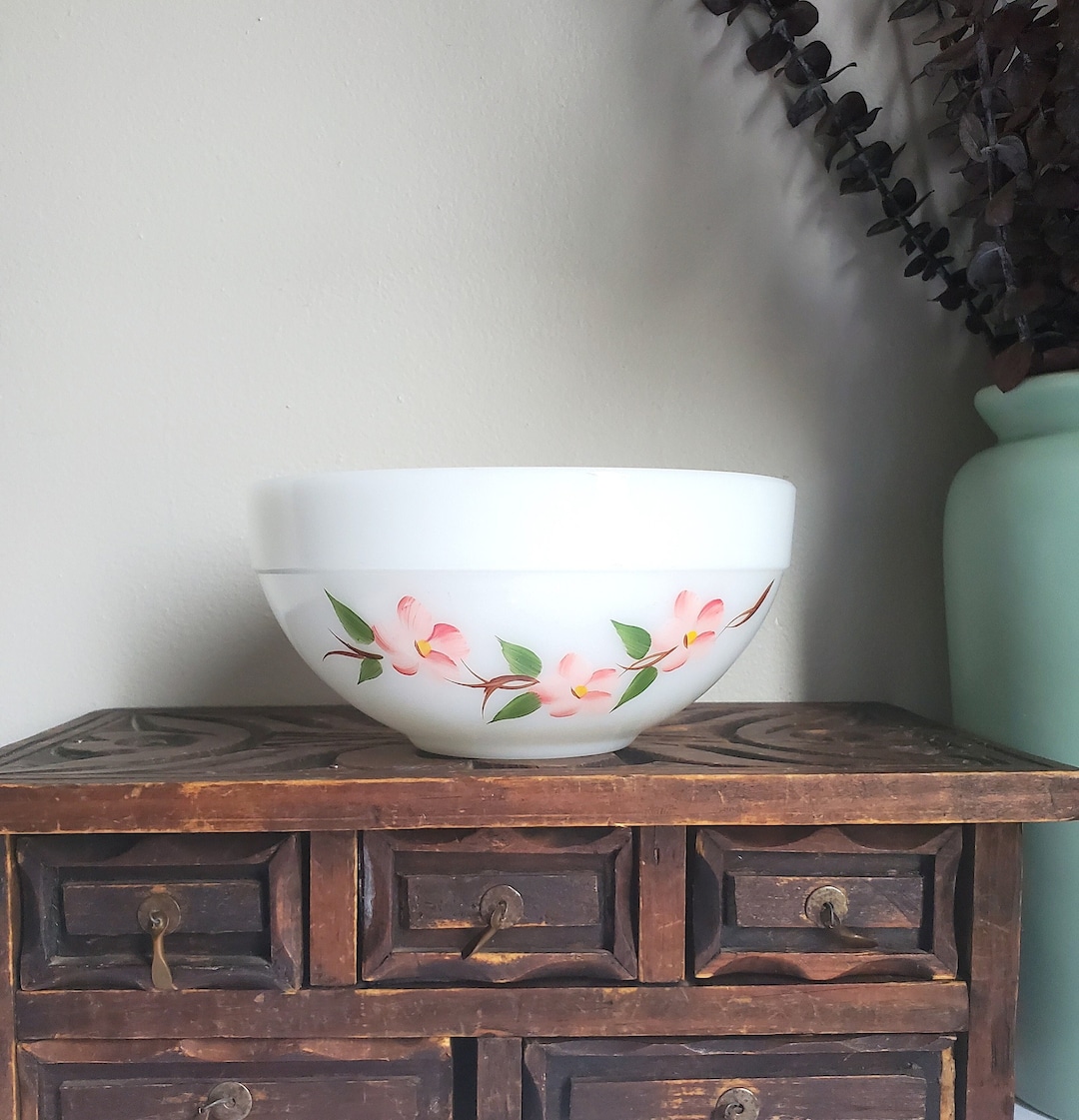 Vintage Fire King Mixing Bowl, Anchor Hocking Milk Glass Bowl, Hand ...