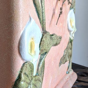 Vintage Ceramic Clock With Calla Lily Design, Floral Pottery Desk Clock ...