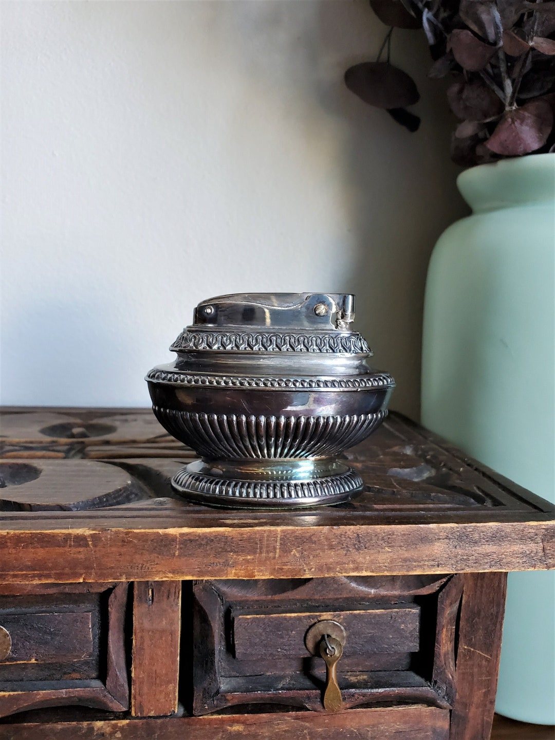 Vintage Ronson Queen Anne Table Lighter, Silver Table Lighter, Mid ...