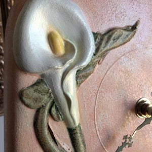 Vintage Ceramic Clock With Calla Lily Design, Floral Pottery Desk Clock ...