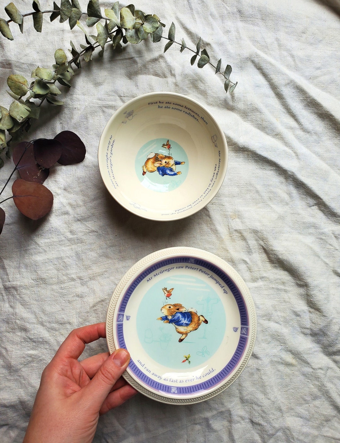 Vintage Wedgwood Peter Rabbit Bowl and Plate Set, Peter Rabbit, Child ...