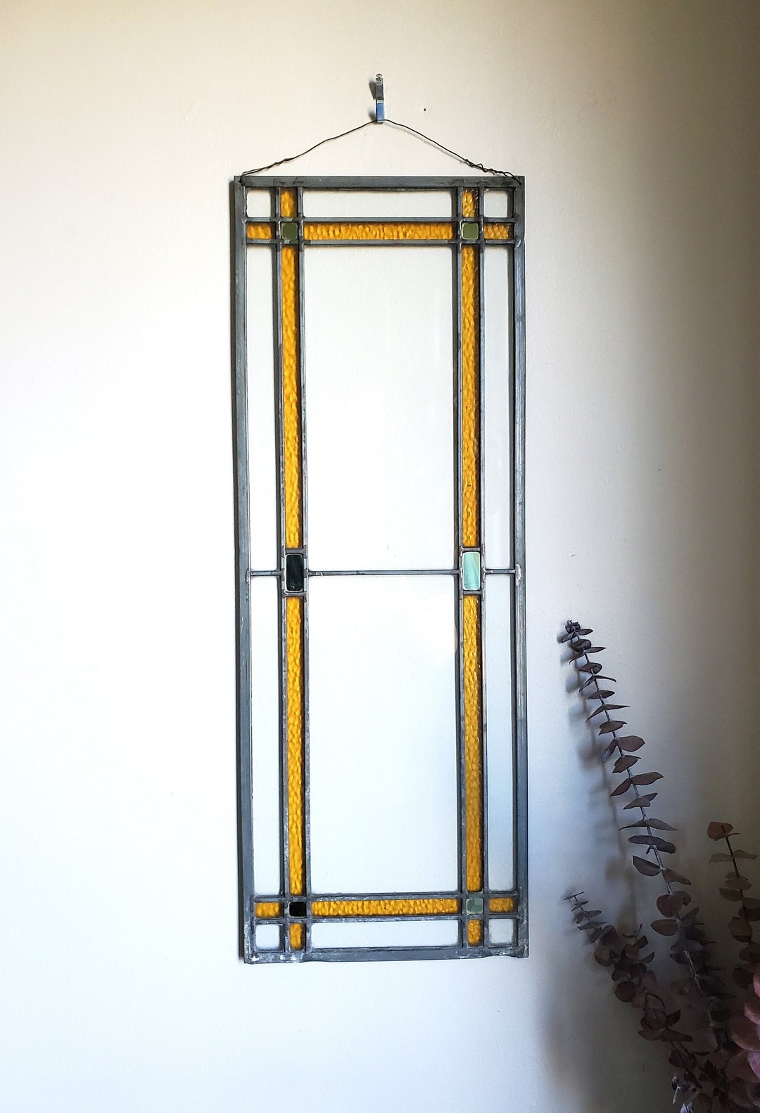 Vintage Stained Glass Suncatcher Panel Antique Leaded Stained - Etsy