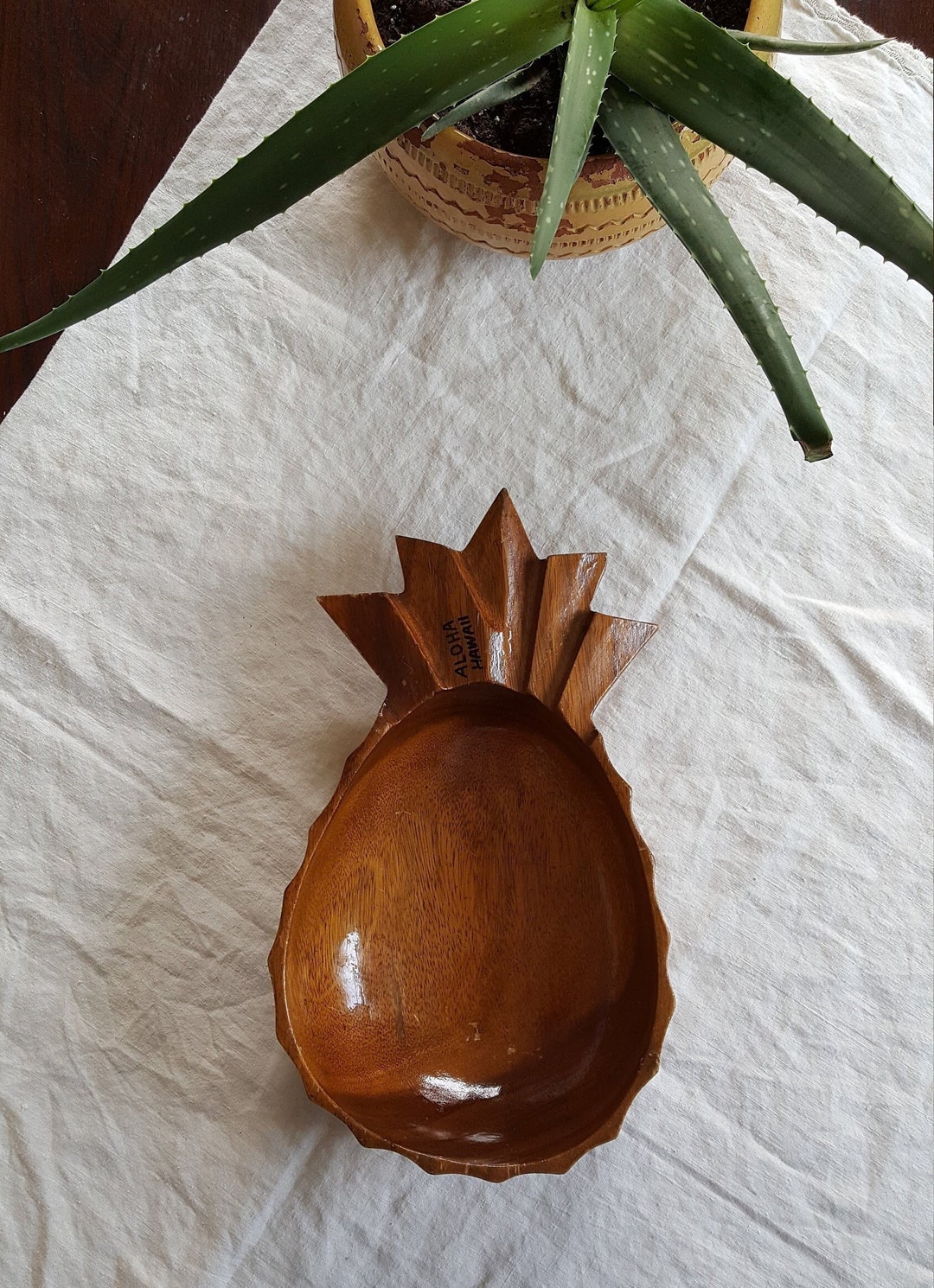 Vintage Wood Pineapple Bowl, Pineapple Dish, Tiki Decor, Hawaiian Wood ...