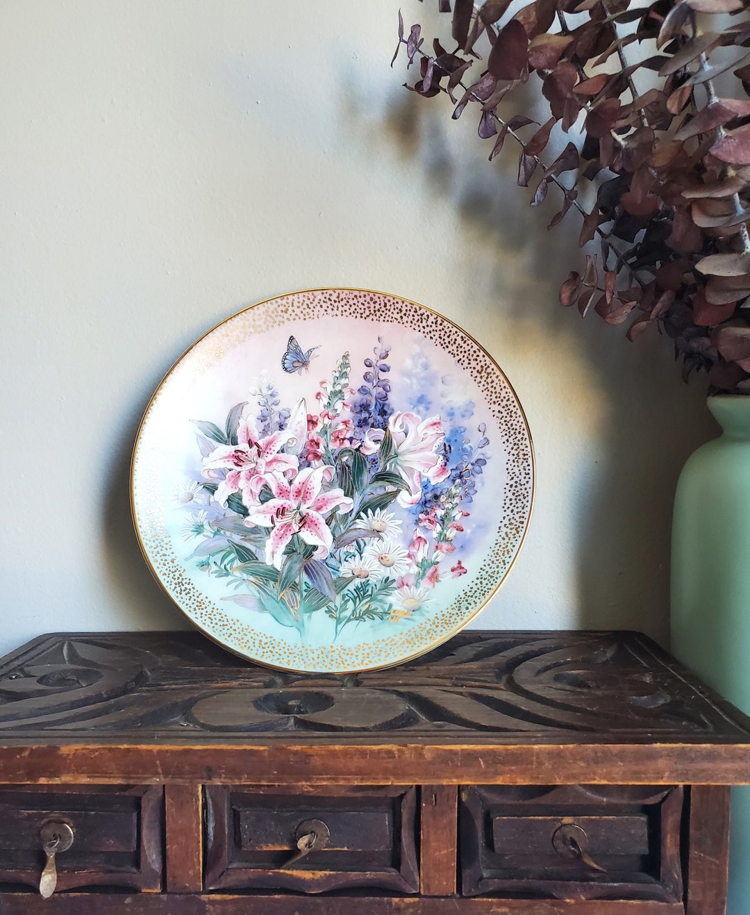 Vintage Floral Collectible Plate, Lily Concerto by Lena Liu Decorative ...
