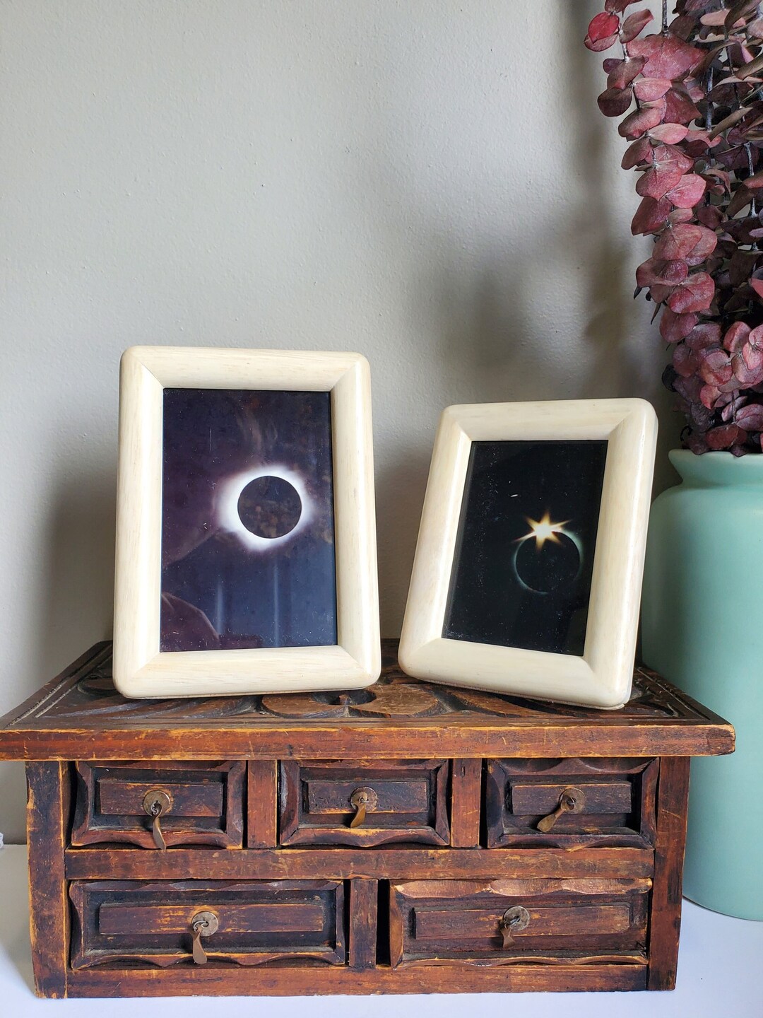 Vintage Wood Photo Frame Set, 90's Picture Frames, Light Wood Frame ...