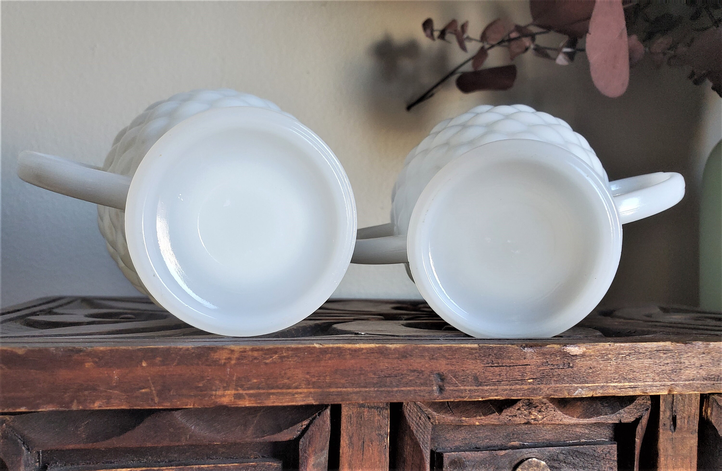 Vintage Bubble Milk Glass Creamer Set, Milk Glass Sugar and Creamer Set ...