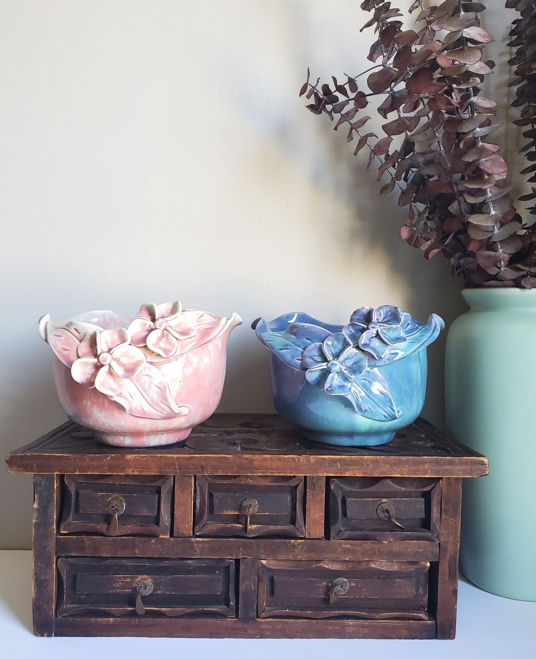 Vintage California Pottery Planters - Single or Pair | 1940s KTK Calif ...