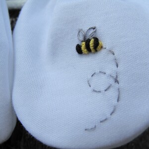 Hand-embroidered Newborn Bee Mittens, Pima Cotton Baby Shower Gift - Etsy
