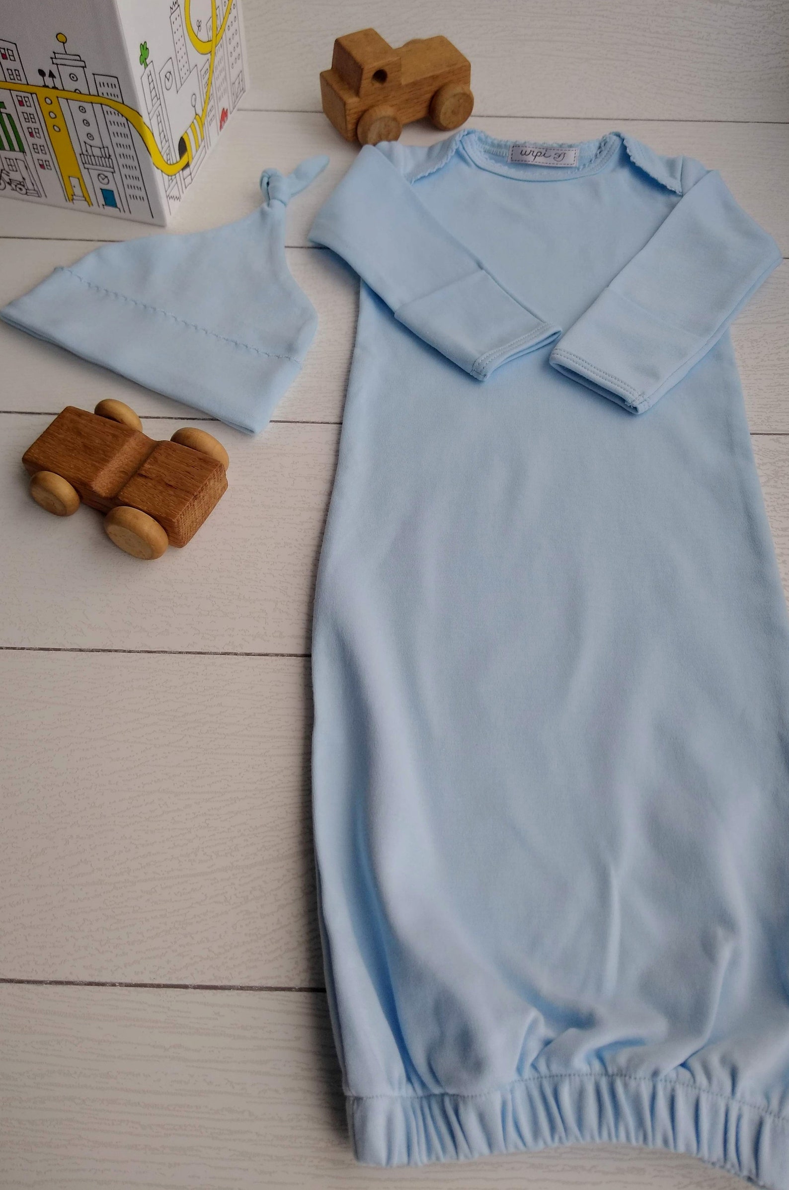 Baby Boy Pima Cotton Gown and Knotted Hat Coming Home From | Etsy