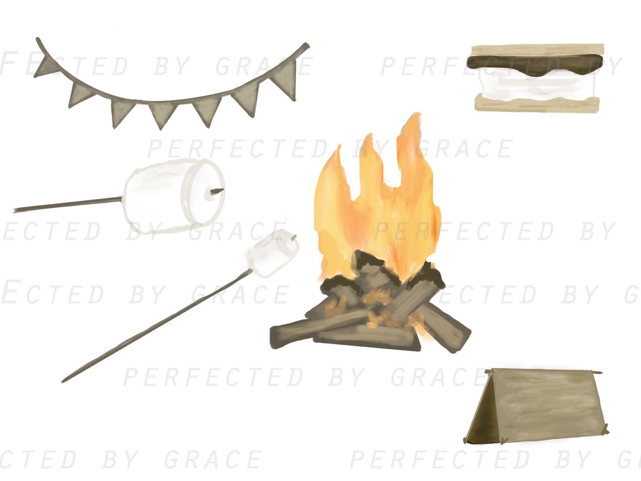 Campfire Marshmallow Clipart