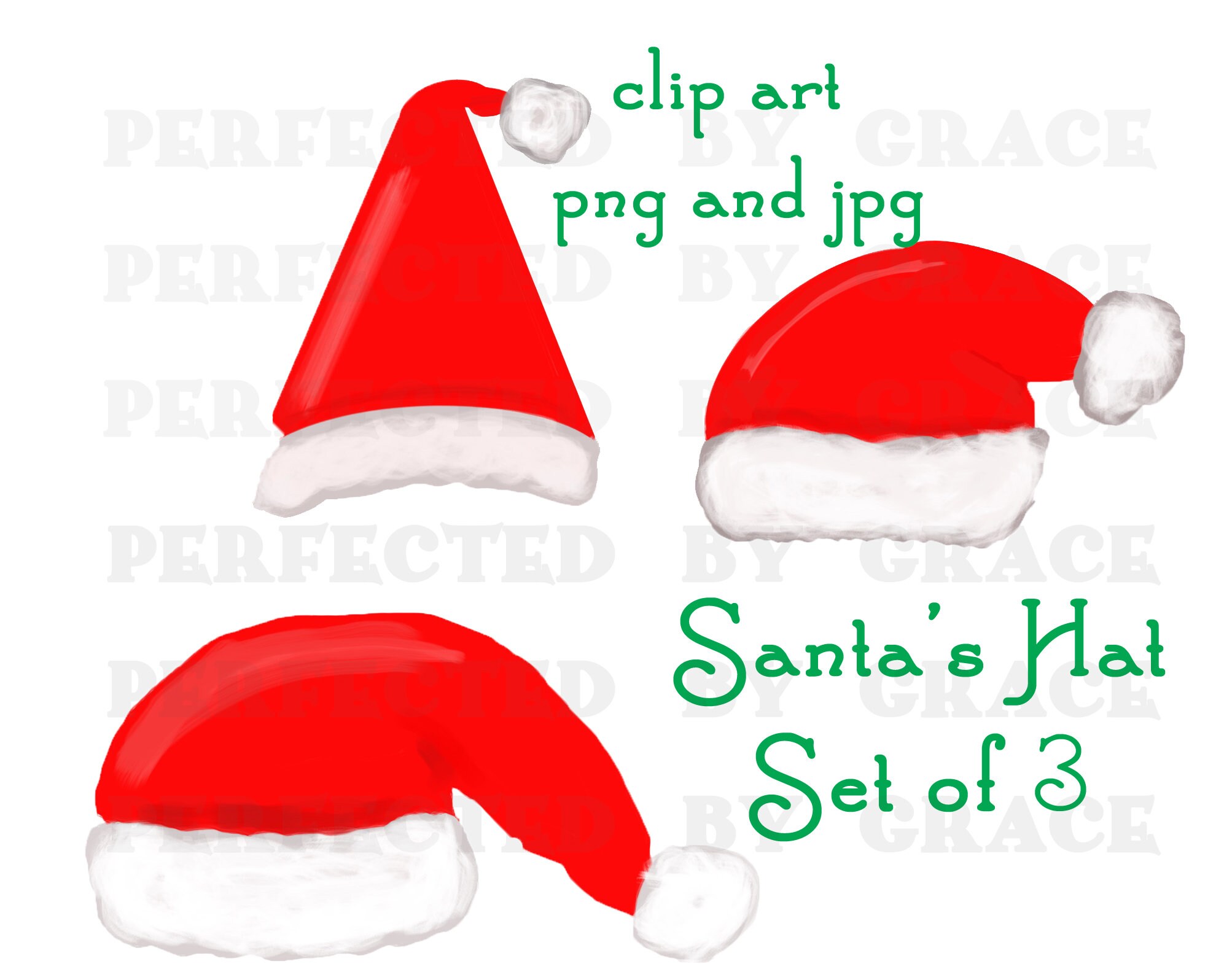 Santa Hat Christmas Clip Art Great for Tshirts Pillows | Etsy