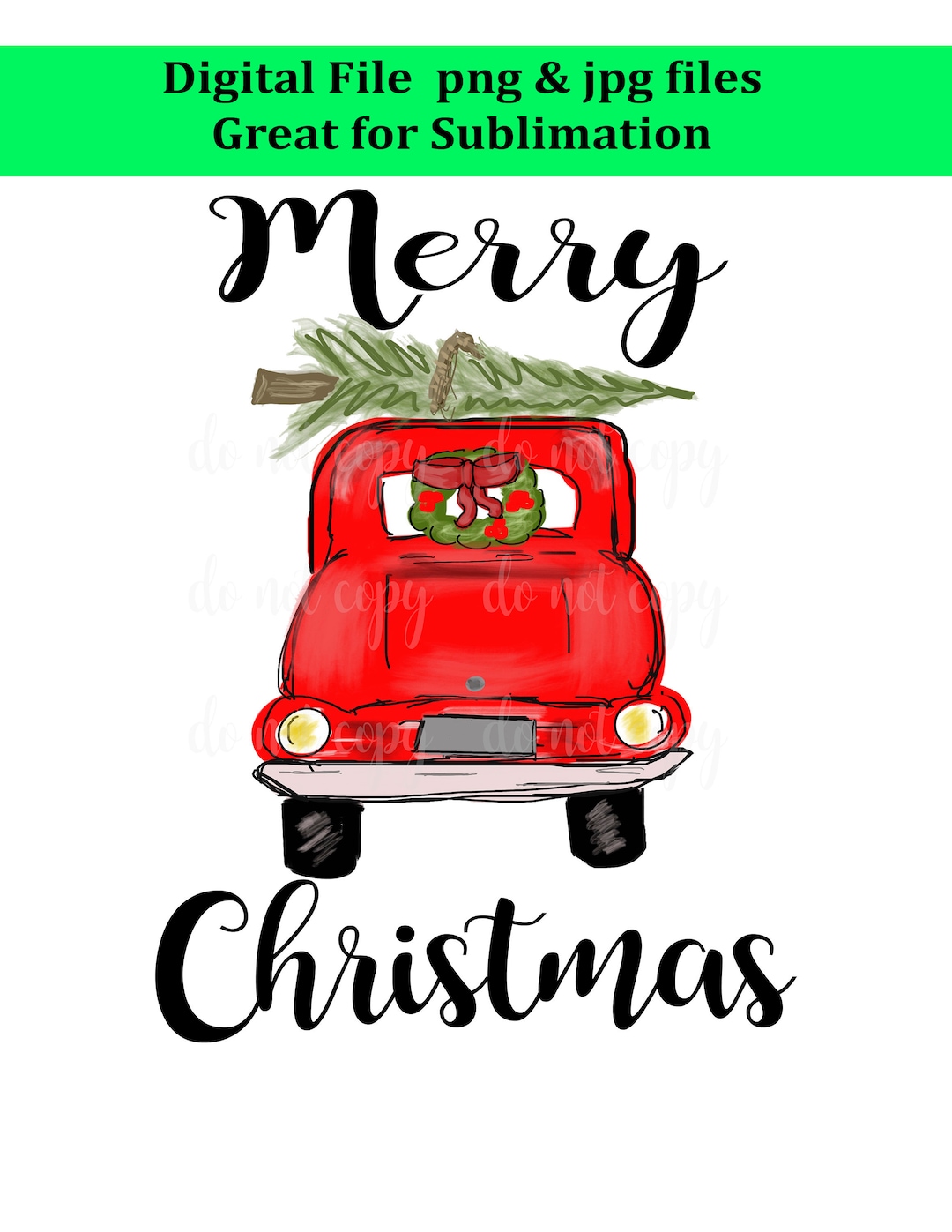 Vintage Red Car Merry Christmas Clip Art Great for Tshirts - Etsy