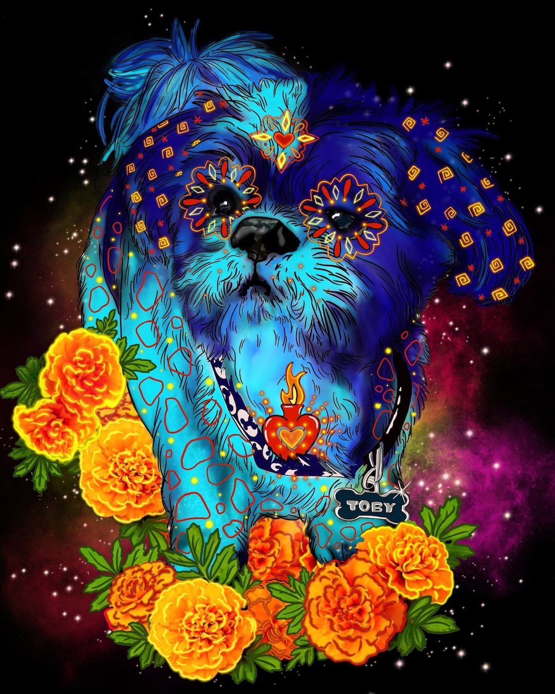 Custom Alebrije Dog Portrait: Colorful Mexican Folk Art (digital ...