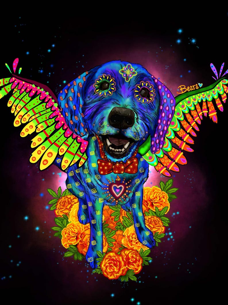 Custom Alebrije Dante Style Pet Portrait, Colorful Spirit Guide Art ...
