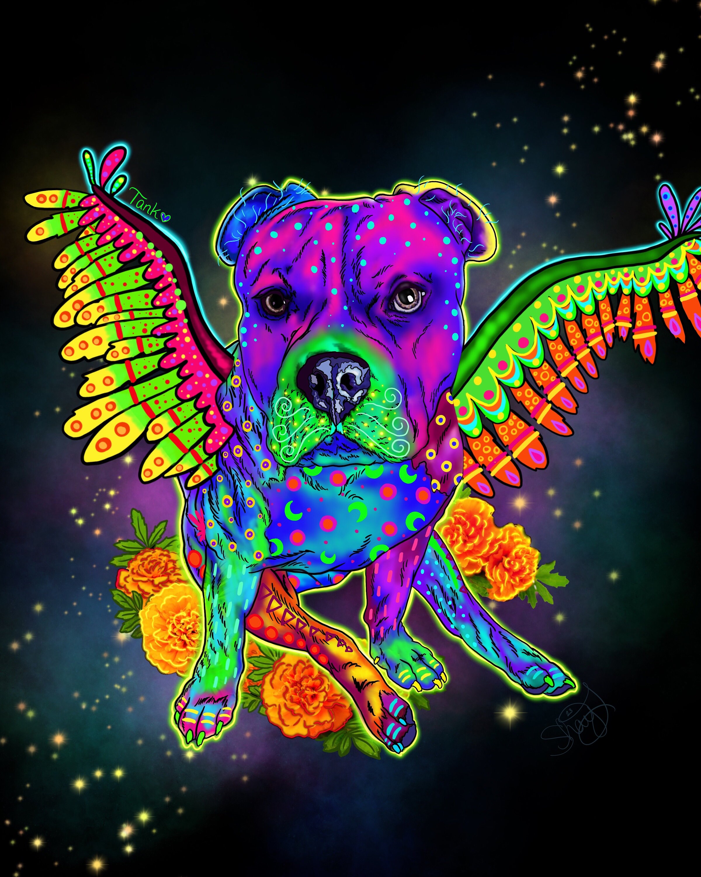 Custom Alebrije Dante Style Pet Portrait, Colorful Spirit Guide Art ...