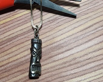 Tiki - Easter Island Head Necklace. Sterling Silver. - Etsy