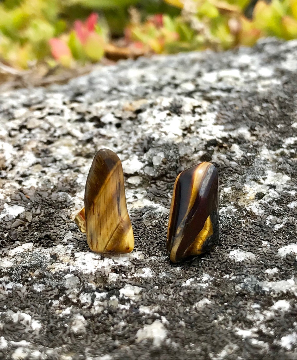 Tiger Eye Stud Earrings / Gold Tiger Eye Jewelry / Blue Tiger - Etsy