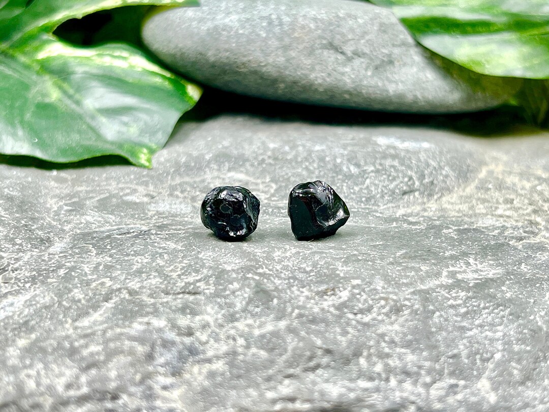 Apache Tear Stud Earrings / Black Obsidian / Black Obsidian Jewelry ...