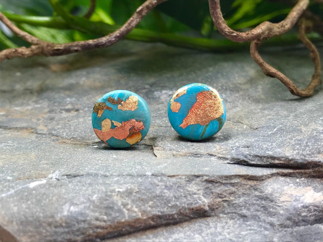 Earth Earrings / Earth Stud Earrings / Polymer Clay Stud Earrings ...