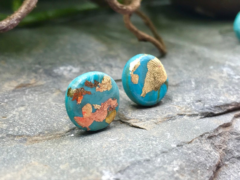 Earth Earrings / Earth Stud Earrings / Polymer Clay Stud - Etsy