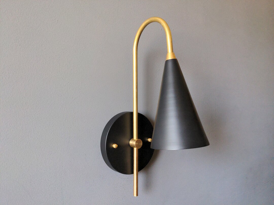 Arched Modern Brass Cone Wall Sconce Mid Century Minimalist - Etsy