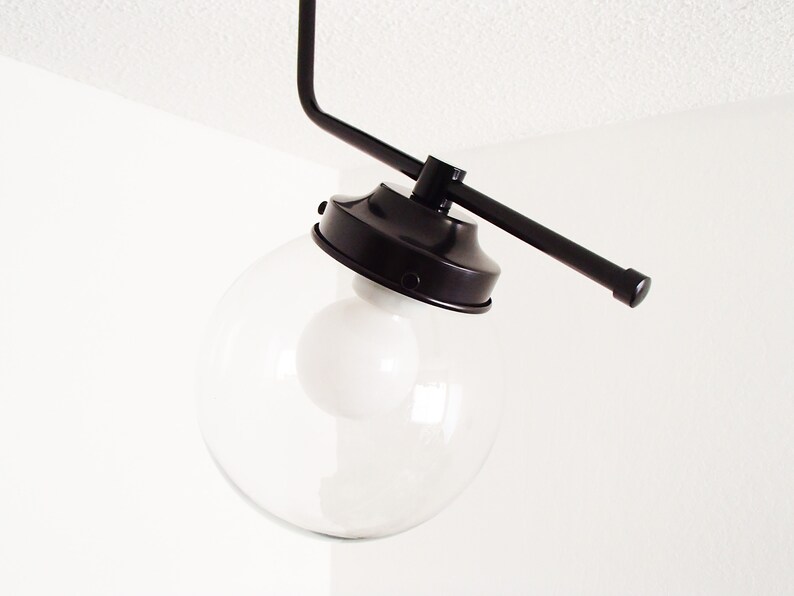 Nickel Flush Mount Offset Ceiling Light Modern Lighting | Etsy