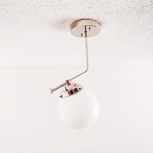 Nickel Flush Mount - Offset Ceiling Light - Modern Lighting - Bathroom ...