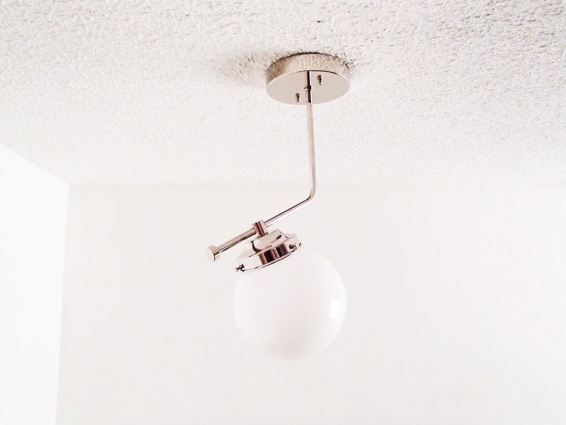 Nickel Flush Mount Offset Ceiling Light Modern Lighting - Etsy