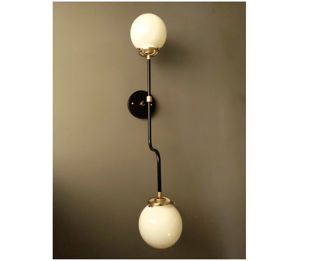Modern Globe Orb Sconce Two Arm Offset Wall Light Handmade UL Listed - Etsy