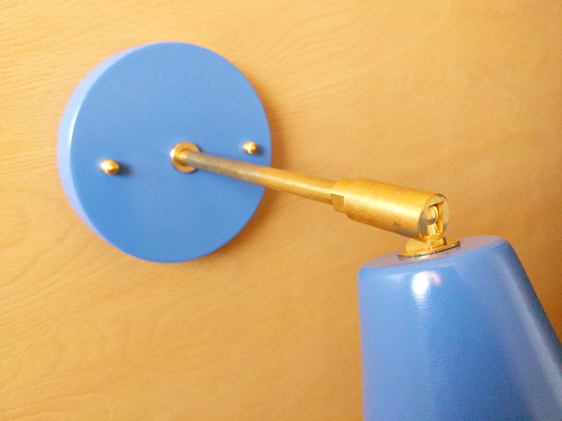 Handmade Mid Century Modern Wall Sconce: Slate Blue Swivel Cone Light ...
