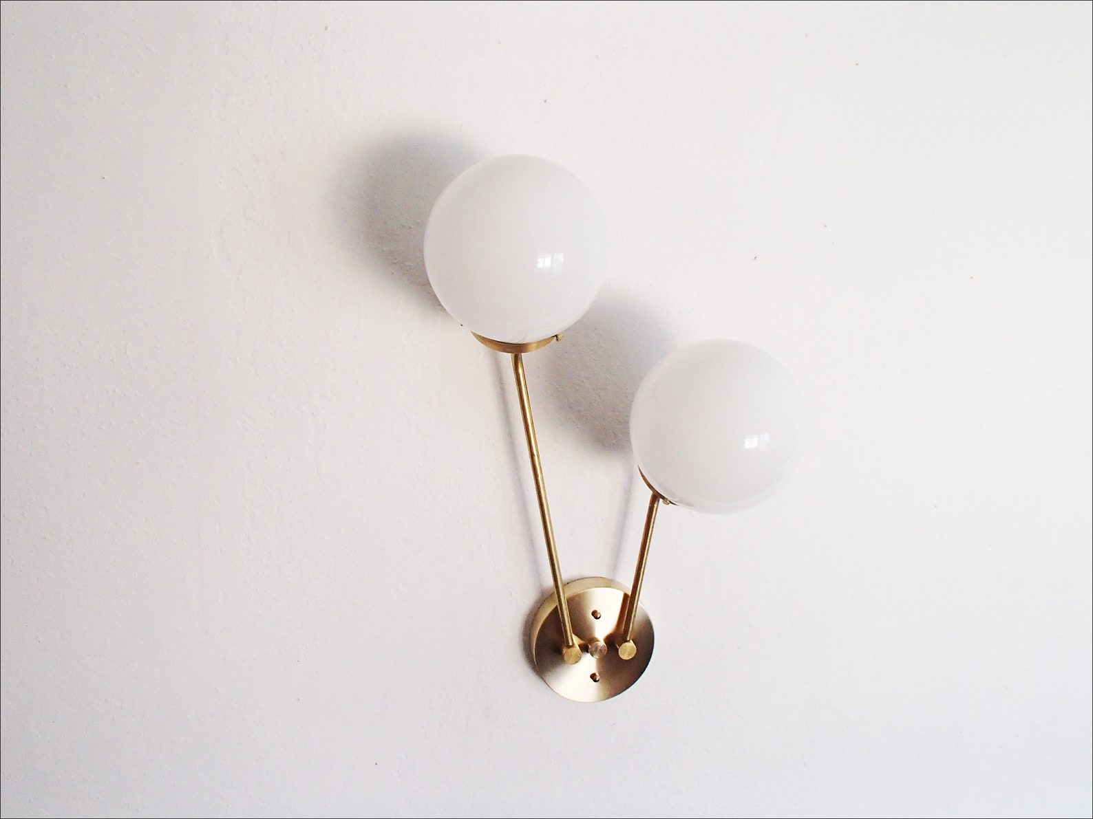 Contemporary Wall Sconce - Modern Brass - Globe Orb Shaded - Minimalist ...