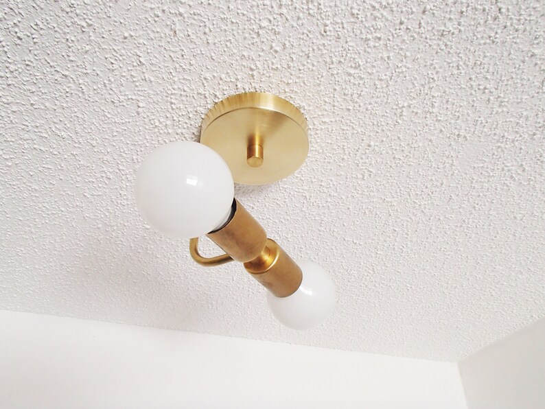 Modern Brass Offset Flush Mount Ceiling Light Twin Bulb UL - Etsy