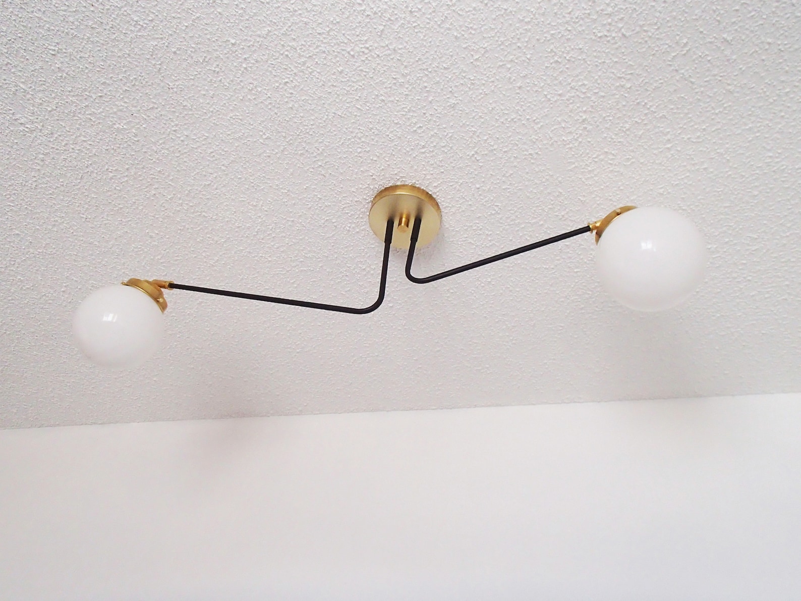 Twin Arm Globe Shaded Flush Mount Ceiling Light Atomic Modern Orb UL ...
