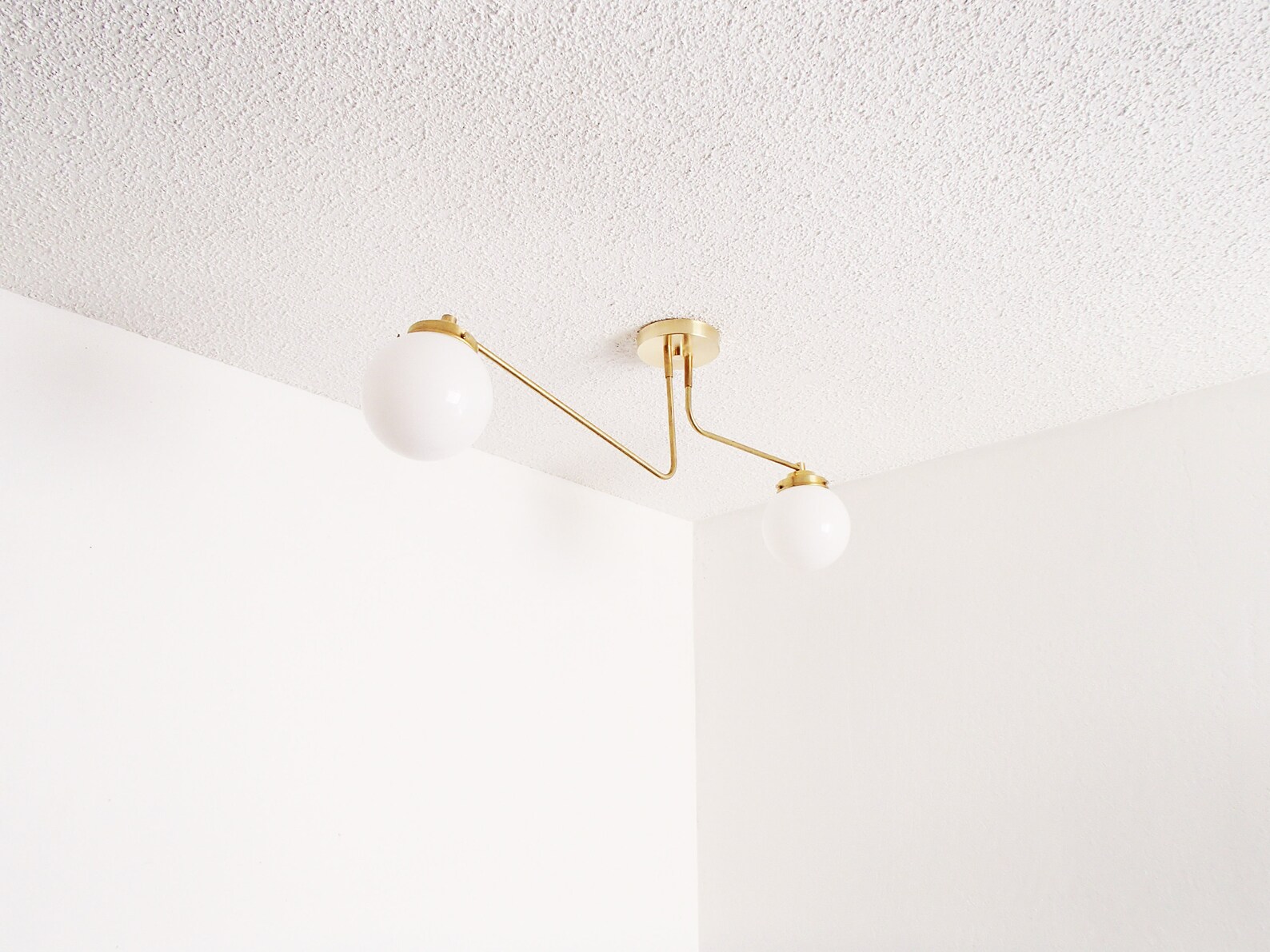 Twin Arm Globe Shaded Flush Mount Ceiling Light Atomic Modern Orb UL ...