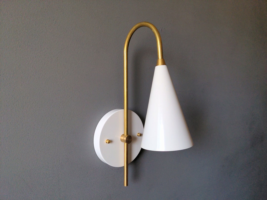 Arched Modern Brass Cone Wall Sconce Mid Century Minimalist - Etsy