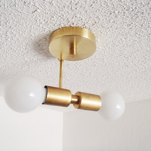 Modern Brass Offset Flush Mount Ceiling Light Twin Bulb UL Listed - Etsy