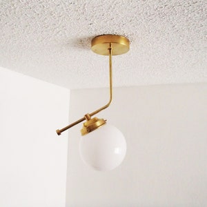 Nickel Flush Mount - Offset Ceiling Light - Modern Lighting - Bathroom ...
