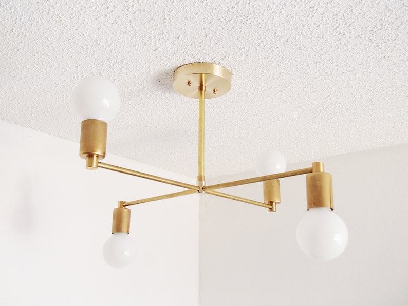Modern Flush Mount - Brass Ceiling Light - Contempory Minimalist ...