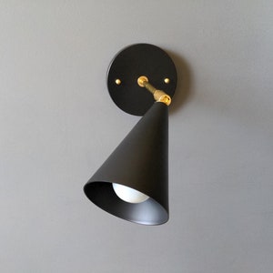 Brass Cone Wall Sconce: Mid Century Swivel Shade Bedroom Lighting - Etsy