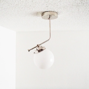 Nickel Flush Mount - Offset Ceiling Light - Modern Lighting - Bathroom ...