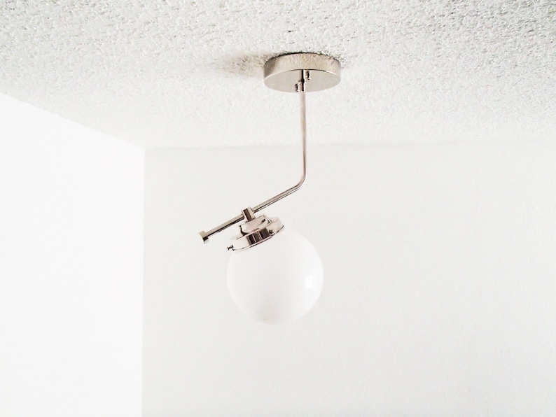 Nickel Flush Mount Offset Ceiling Light Modern Lighting - Etsy
