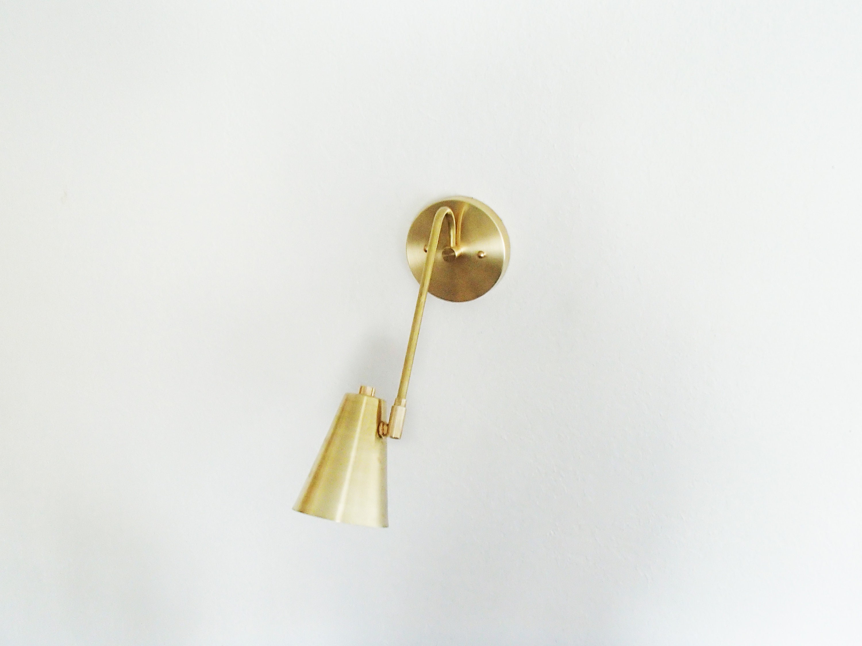 Brass Modern Sconce Swivel Cone Spotlight Minimalist Wall | Etsy