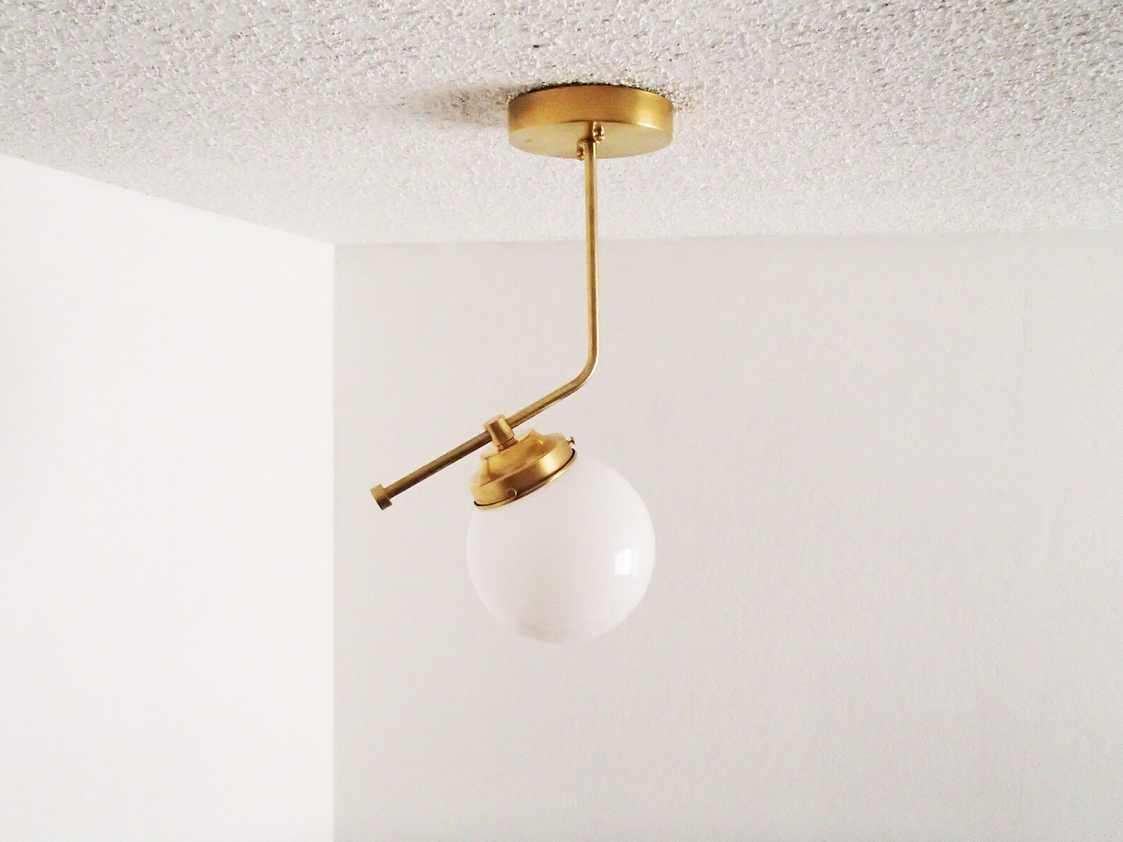 Brass Flush Mount Orb Globe Shade Modern Ceiling Light - Etsy