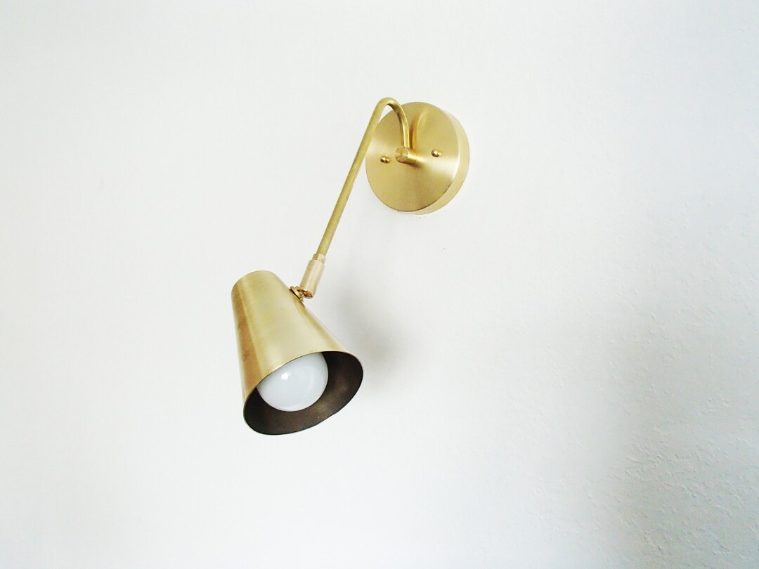 Brass Modern Sconce - Swivel Cone Spotlight - Minimalist Wall Light ...