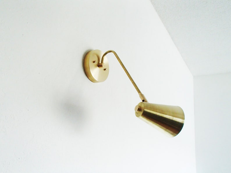 Brass Modern Sconce Swivel Cone Spotlight Minimalist Wall - Etsy
