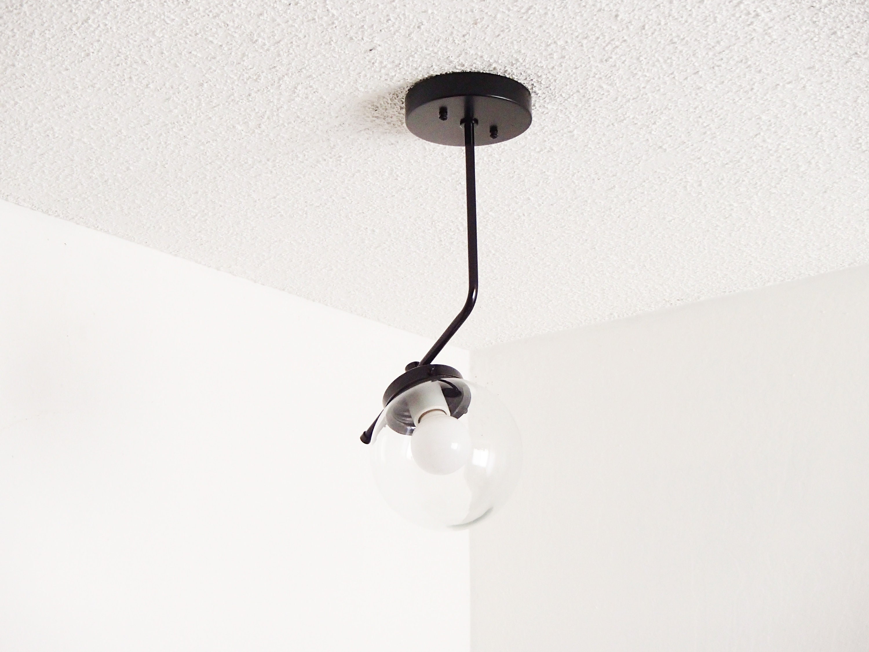 Nickel Flush Mount Offset Ceiling Light Modern Lighting - Etsy Canada