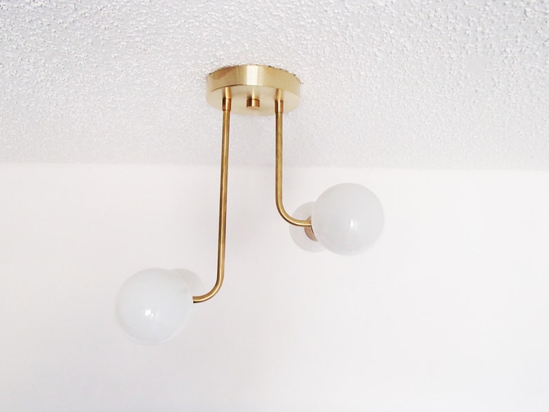 Modern Brass Offset Stepped Flush Mount Ceiling Light UL - Etsy
