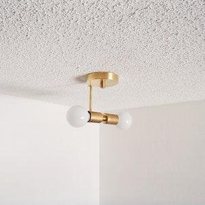 Modern Brass Offset Flush Mount Ceiling Light Twin Bulb UL Listed - Etsy